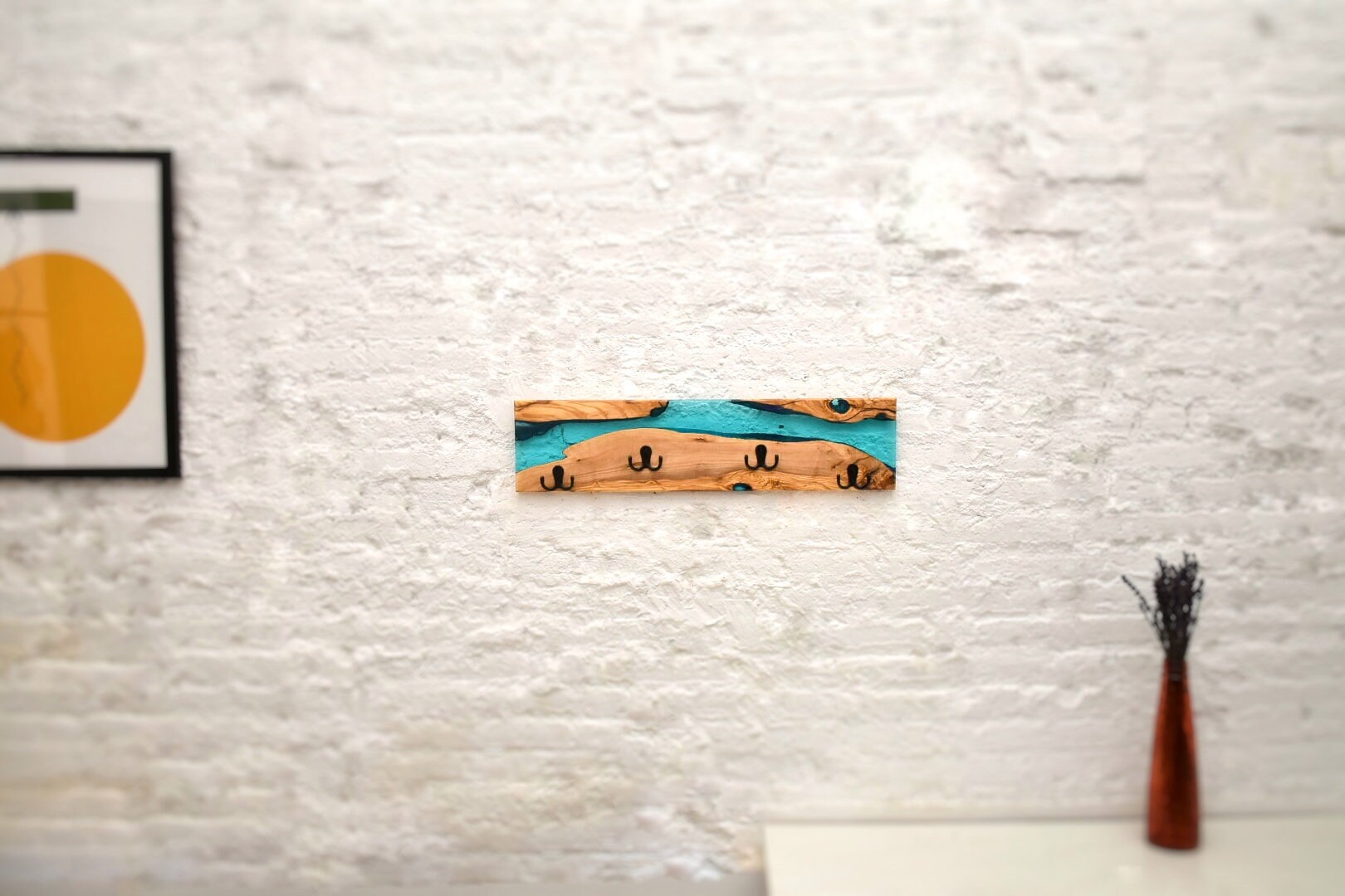 Custom Wood Coat Rack, Epoxy Resin Wall Rack With Hooks, Hat Rack ...