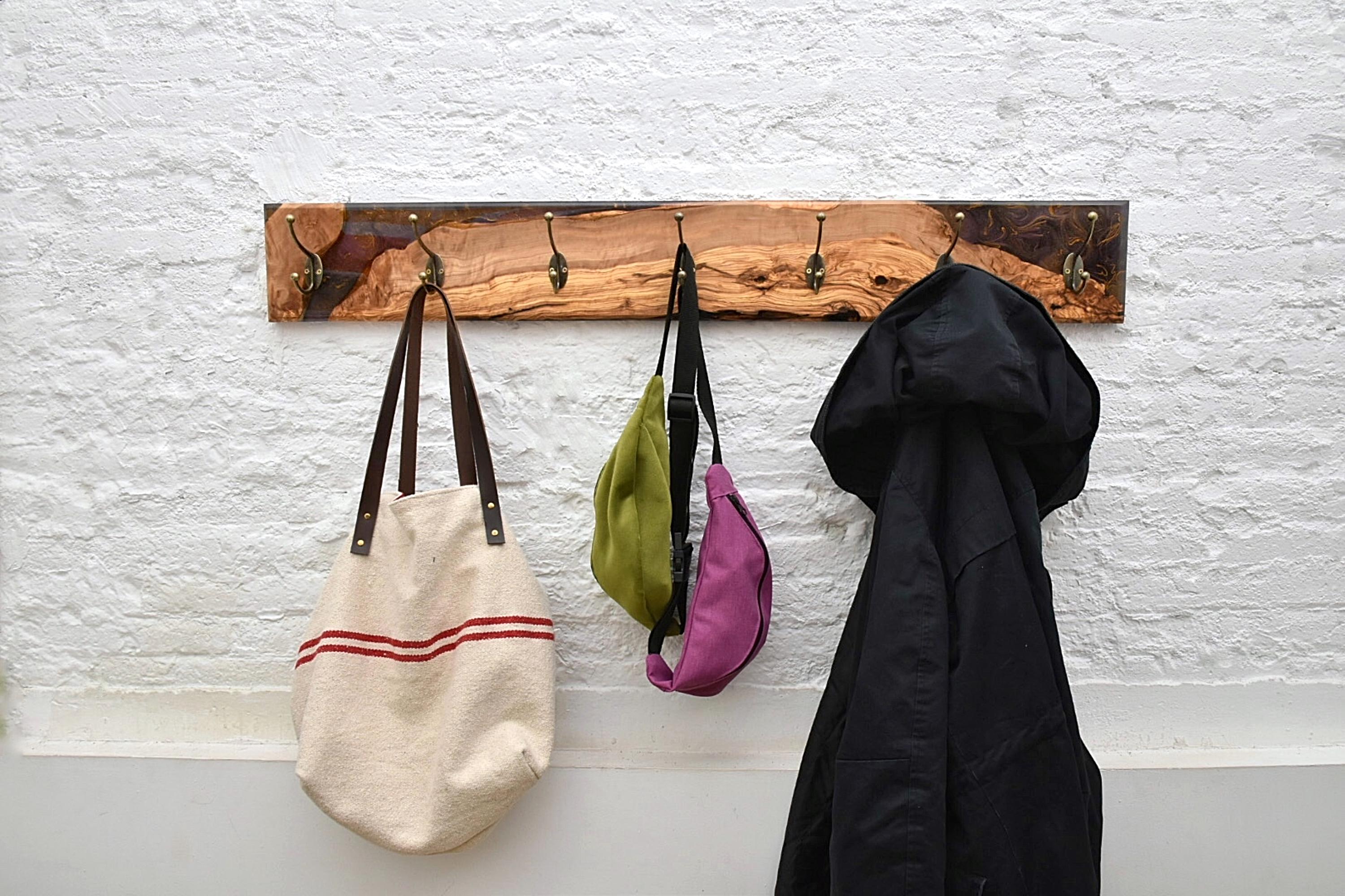 Wooden and Epoxy Resin Coat Rack, Epoxy Resin, Wood Coat Rack, Clothes ...