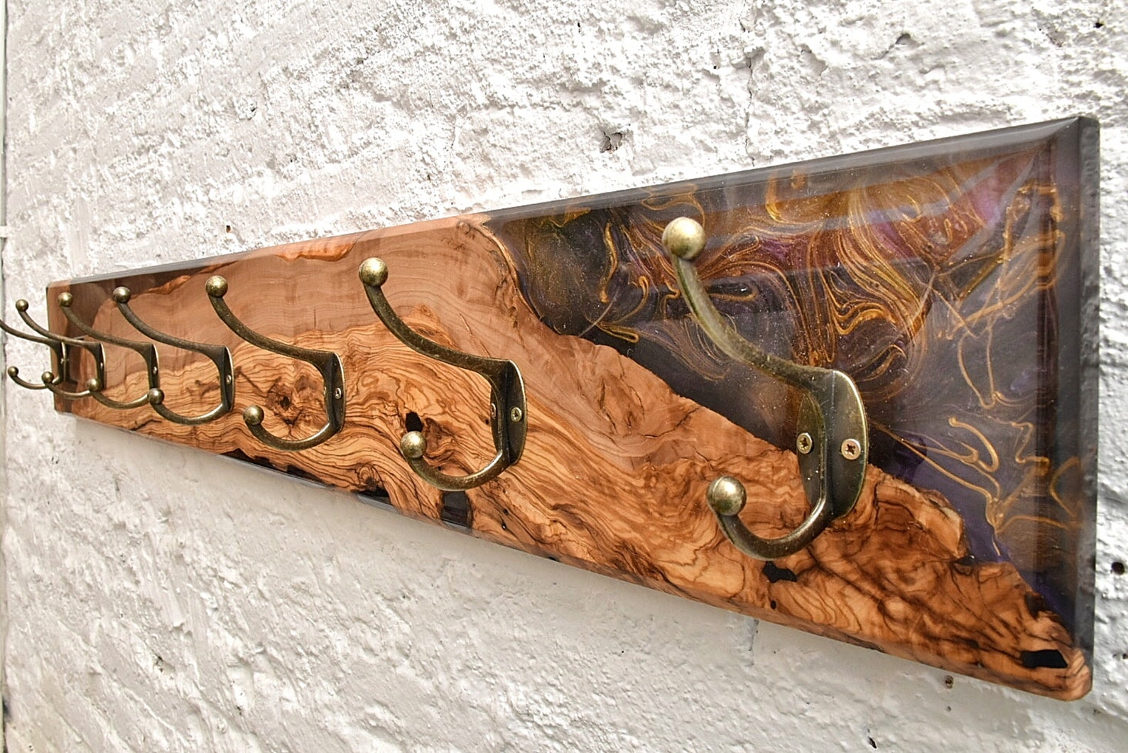Wooden and Epoxy Resin Coat Rack, Epoxy Resin, Wood Coat Rack, Clothes ...