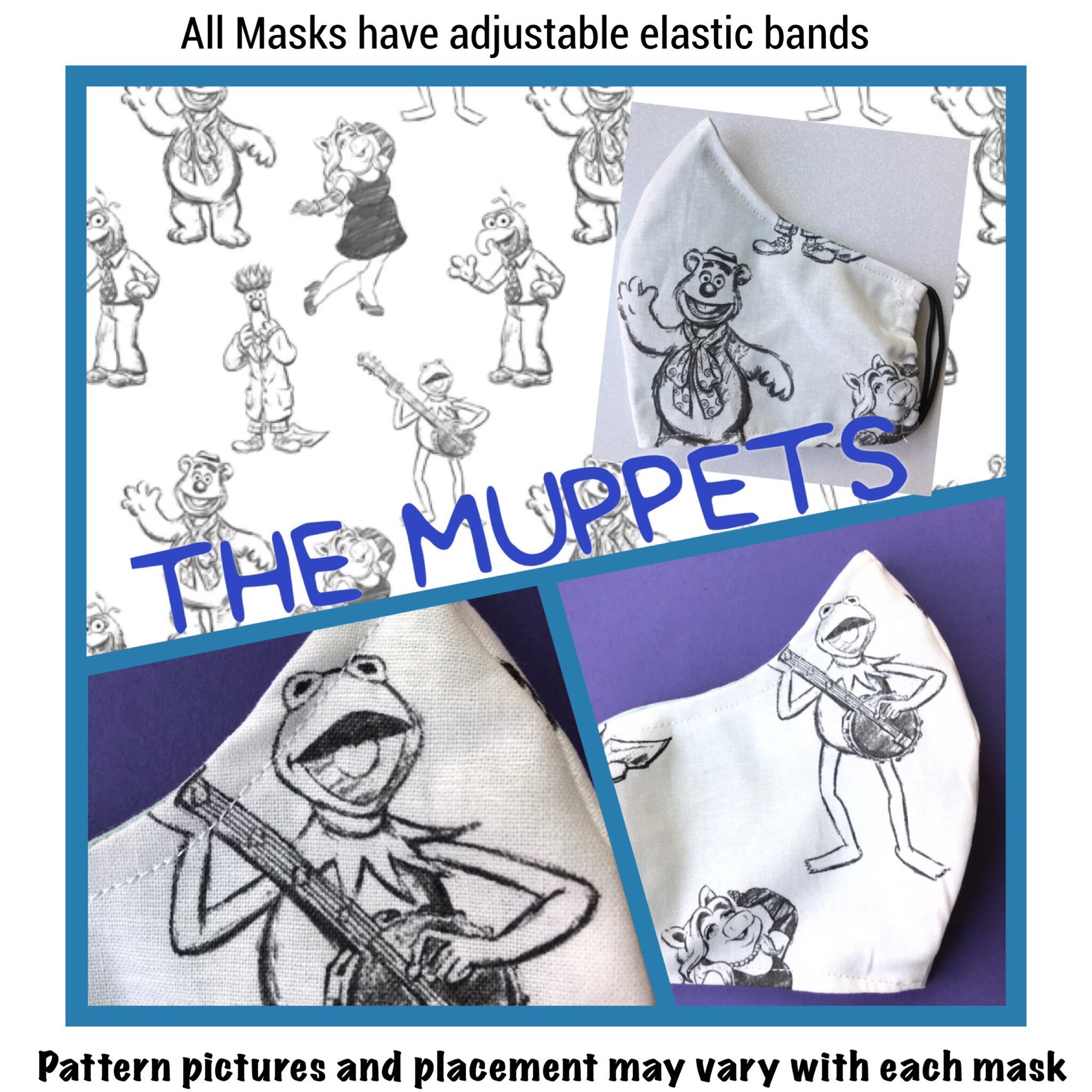 Kermit the frog Muppets Face masks adult and Youth sizes | Etsy