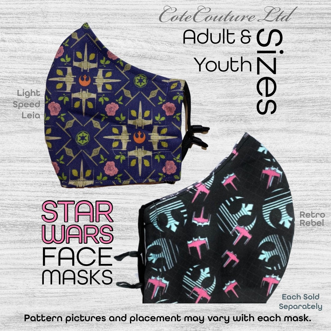 Star Wars Face Masks Various Designs, Adult & Youth Sizes, Fitted Full ...