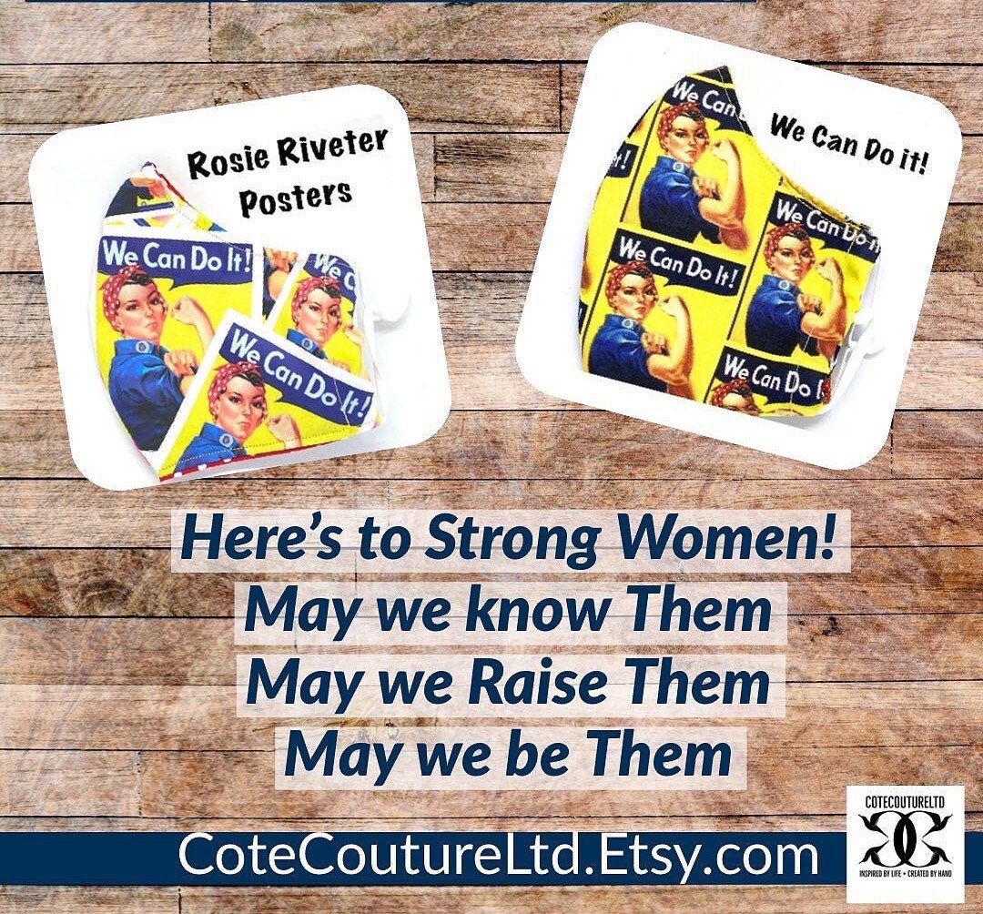Rosie the Riveter Face Masks Adult and Kid Sizes, Breathable Full ...