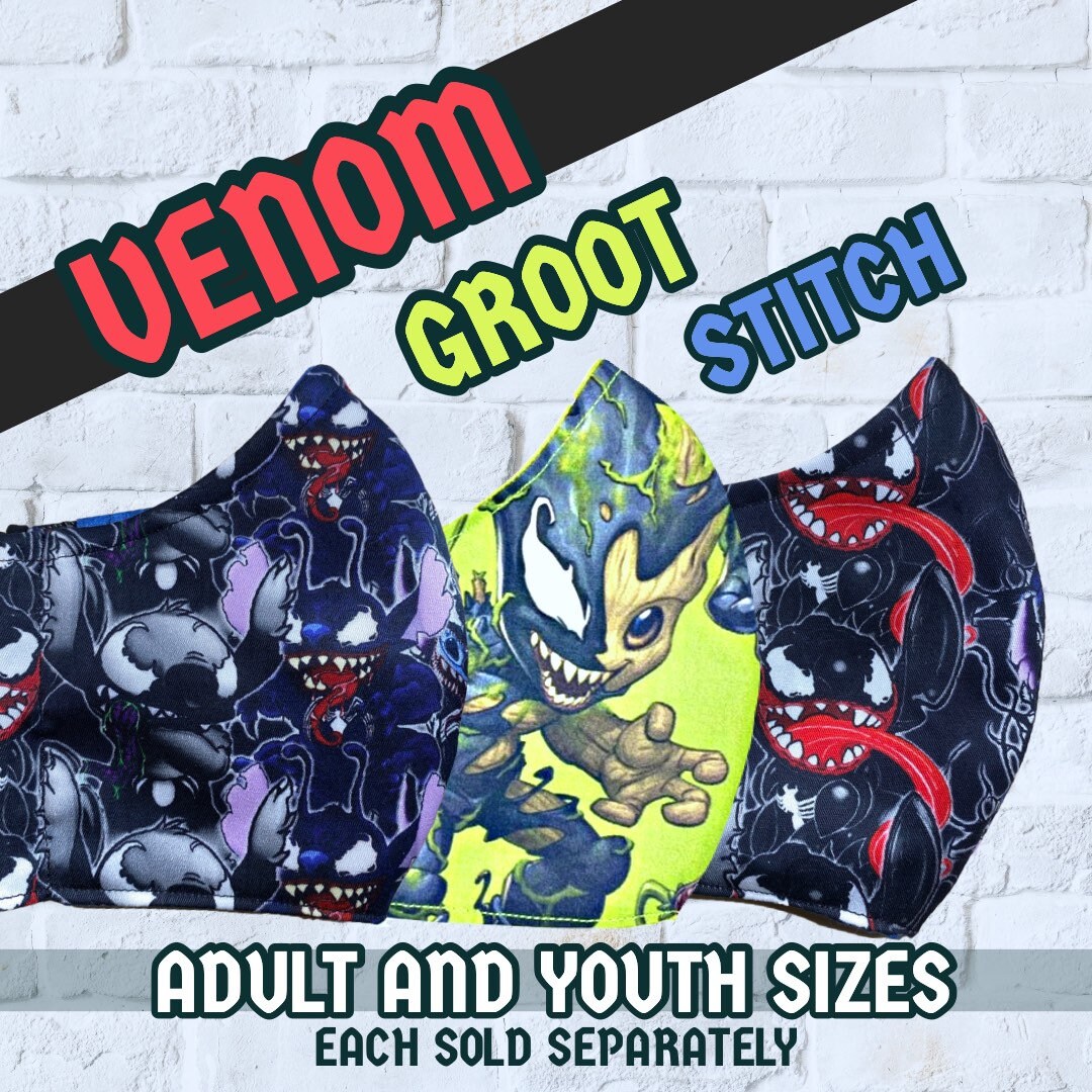 Venom Groot and Stitch Face Masks Various Custom Prints - Etsy