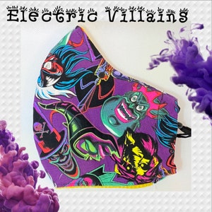 Villains Face Masks Ursula, Evil Queen, Red Queen, Maleficent, Cruella ...