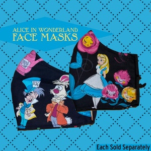 Alice in Wonderland Face Masks Adult and Youth Sizes, Various ...