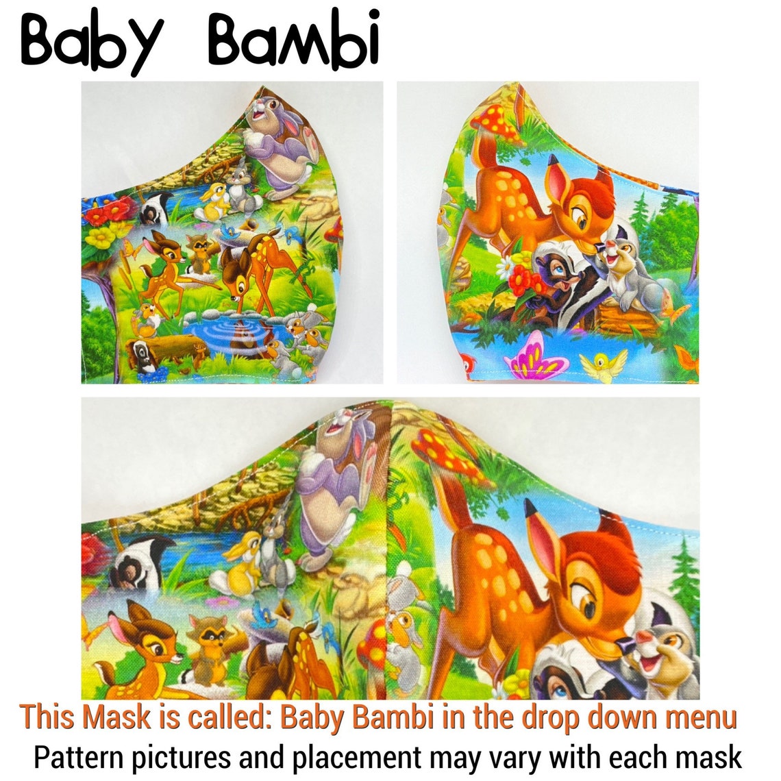 Up Bambi Monsters Inc. Aristocats Face Masks Multiple | Etsy