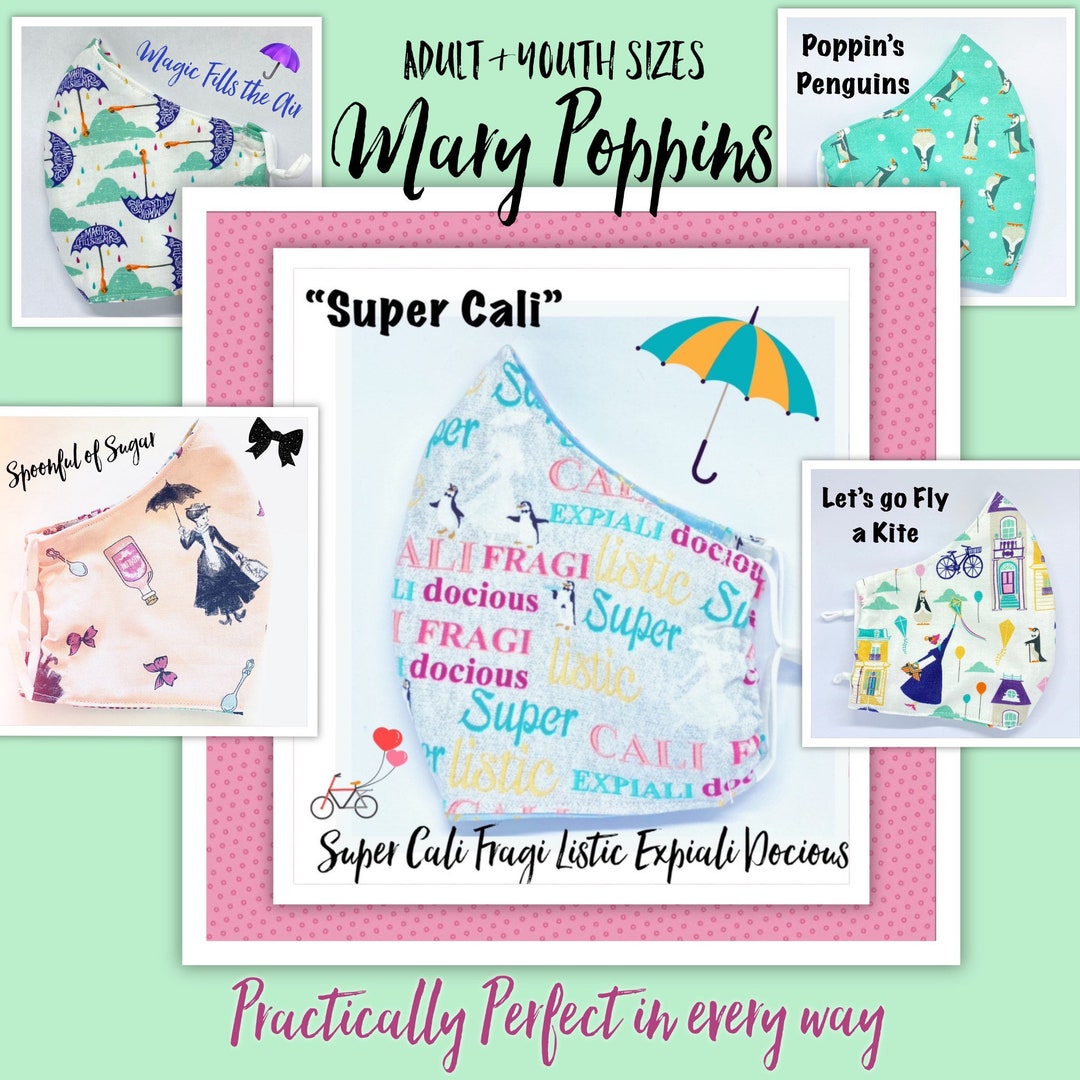 Mary Poppins Face Masks Super Cali Fragi Listic Expiali Doscious ...