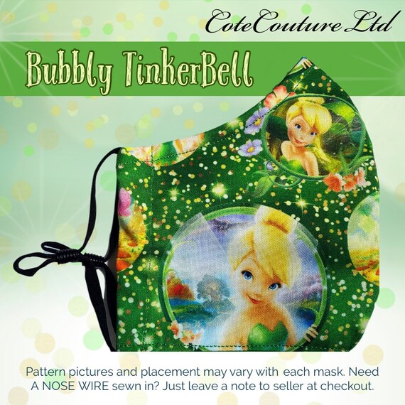Tinkerbell Fairy Themed Face Masks Various Custom Printed - Etsy