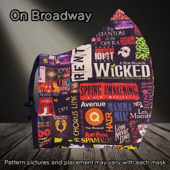 On Broadway Play & Musical Face Masks Multiple Choices Adult | Etsy