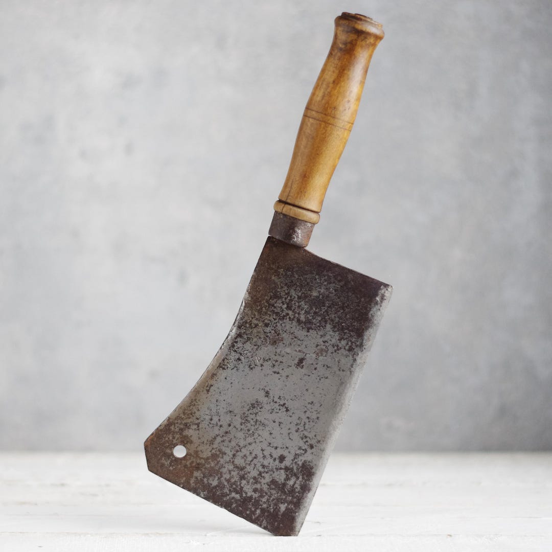 Antique Rustic French Butcher Meat Cleaver, Cleaver With Steel Blades ...