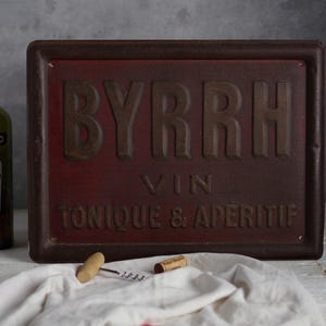 Faded Vintage Byrrh Sign, Retro Alcohol Advertisement, Wine Wall Art ...