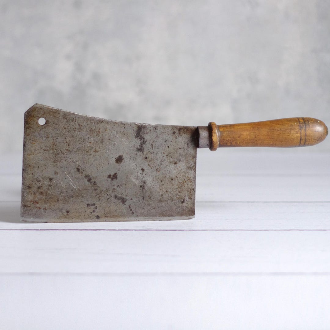 Antique Rustic French Butcher Meat Cleaver, Cleaver With Steel Blades ...