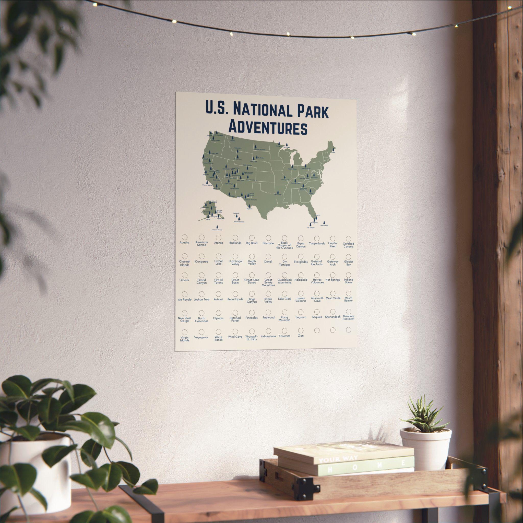 U.S. National Park Adventure Map Poster, Nature Wall Art, Travel Decor ...