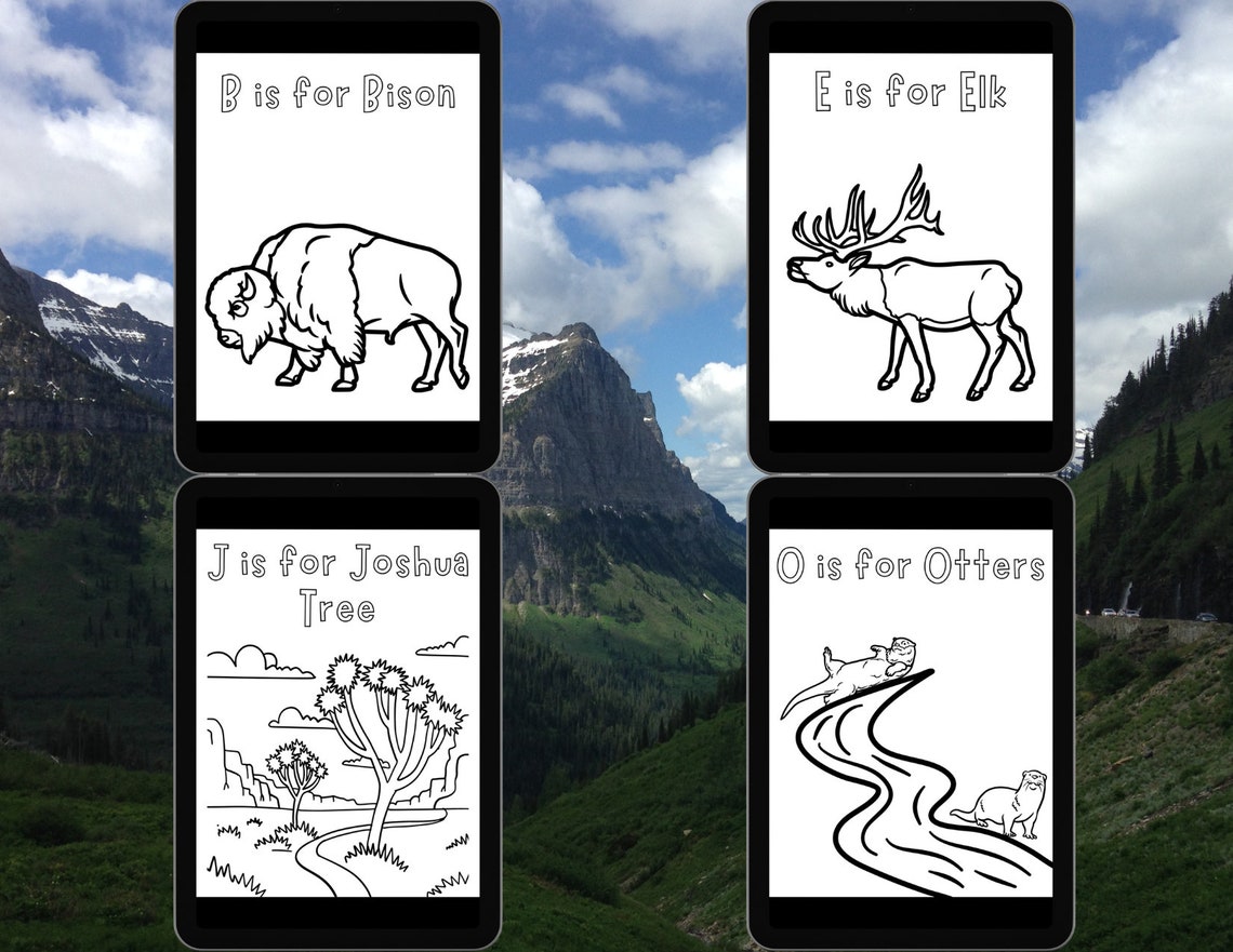 National Park Alphabet Coloring Pages, Park-themed Letters, Kids ...