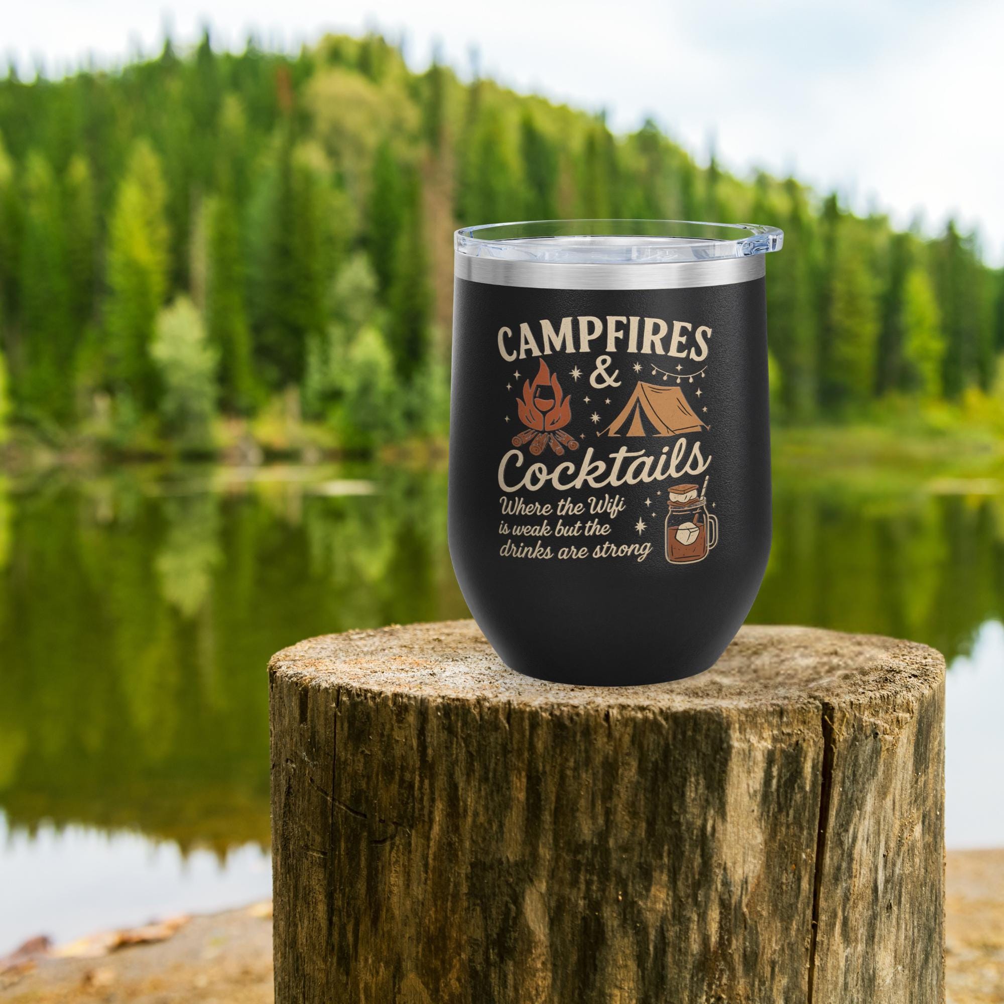 Campfires and Cocktails Wine Tumbler, Girls Camping Trip Cup, Glamping ...