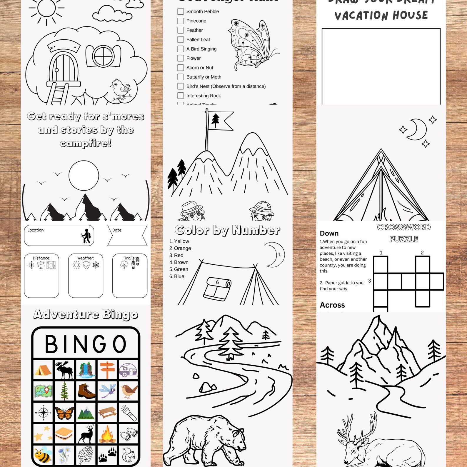 Kids Adventure Coloring Activity Pages, Printable Outdoor Fun Sheets ...