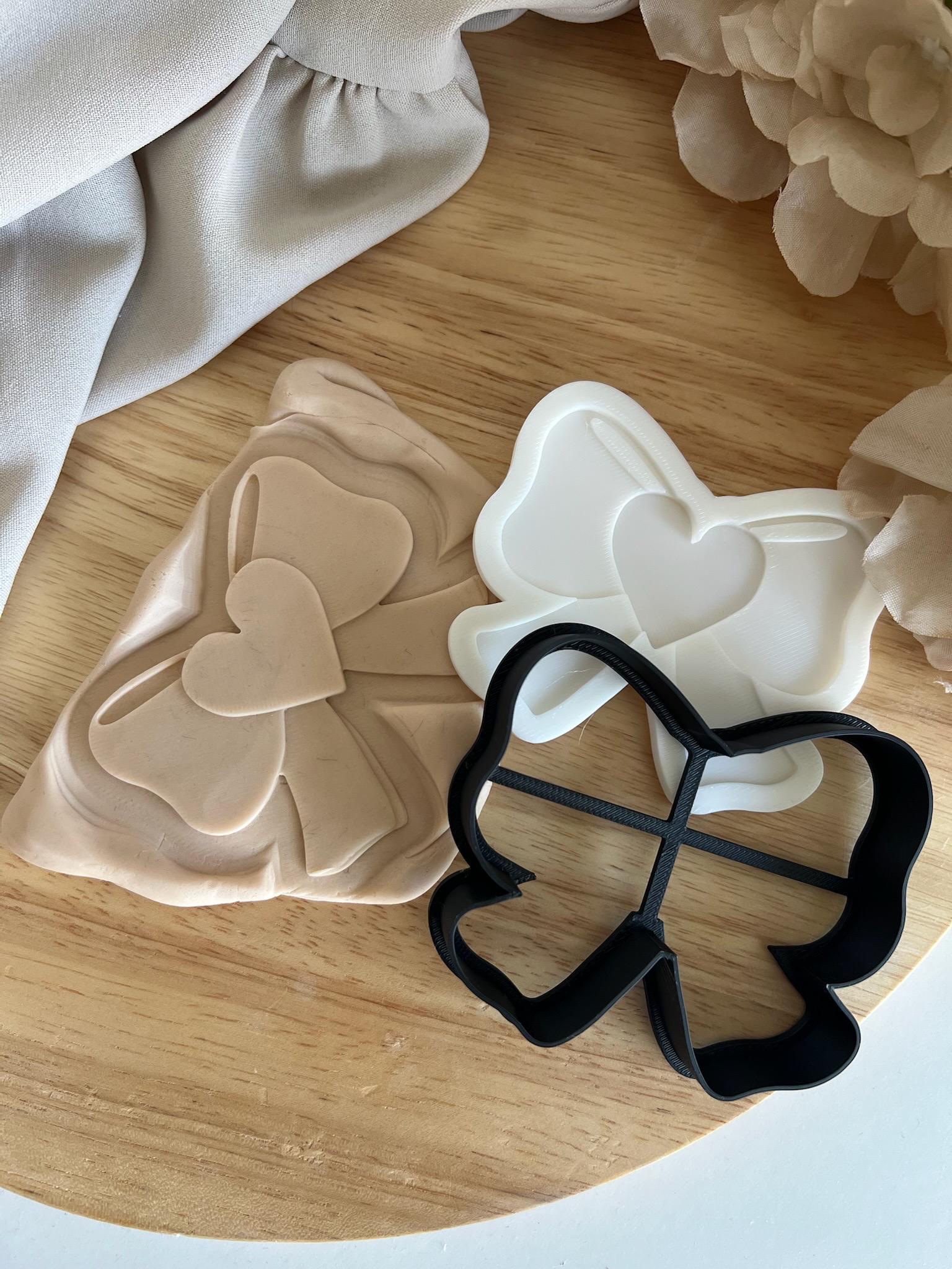Heart Bow Fondant Stamp and Cutter | Cookie Stamp and Cutter Set ...