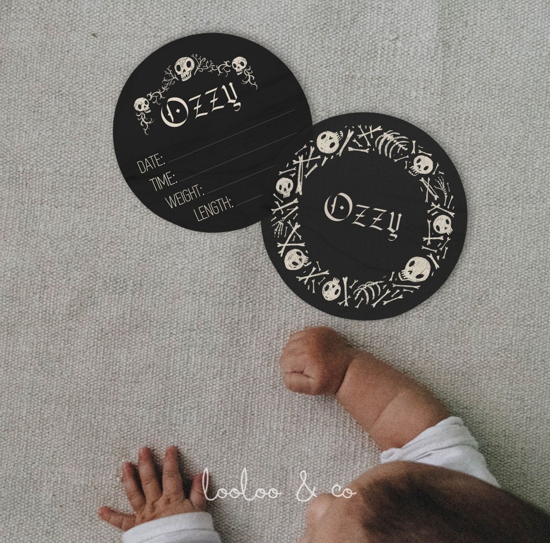 Goth Baby Name Announcement Sign, Gothic Round Wood Hospital Name Sign ...