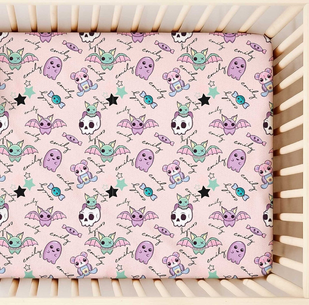 Pastel Goth Baby Custom Crib Sheet, Kawaii Soft Goth Baby Fitted Crib ...