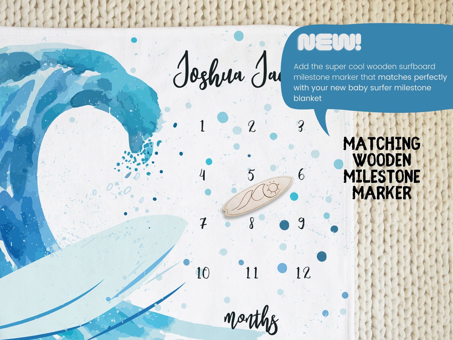 Beach Milestone Blanket Waves Baby Blanket Custom Baby - Etsy