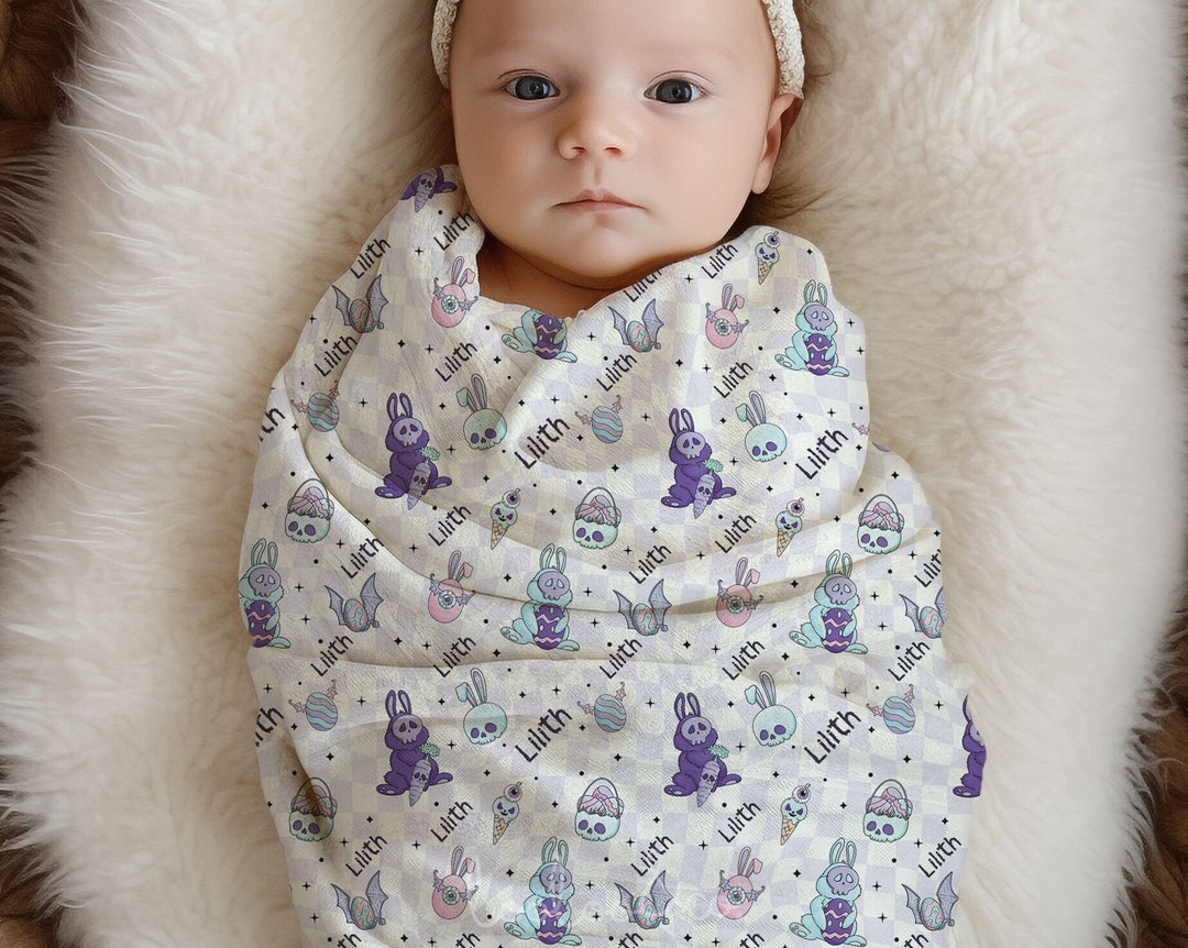 Pastel Goth Personalized Baby Swaddle Blanket, Creepy Spooky Easterween ...