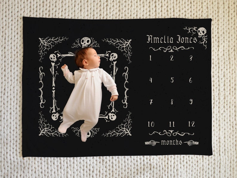 Gothic Baby Milestone Blanket Girl Goth Baby Stuff Skull - Etsy