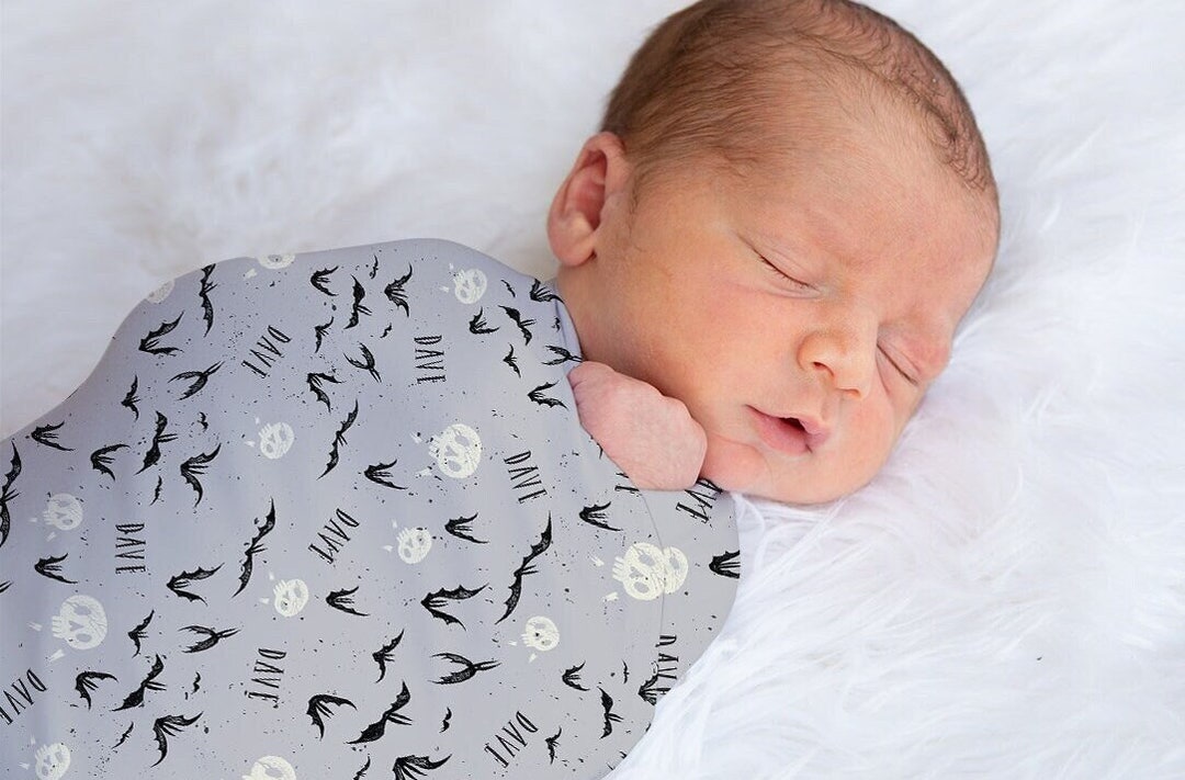 Goth Baby Bats and Skulls Custom Swaddle Blanket, Gothic Metal Emo ...