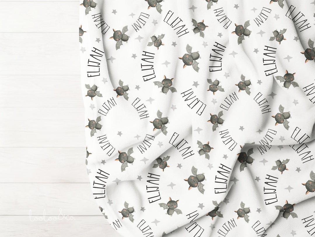 Baby Bat Blanket, Cute Bat Baby Name Blanket, Bats Velveteen Plush ...