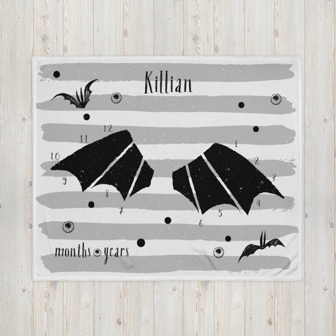 Baby Bat Goth Baby Milestone Blanket, Bat Baby Blanket, Bat Wings ...