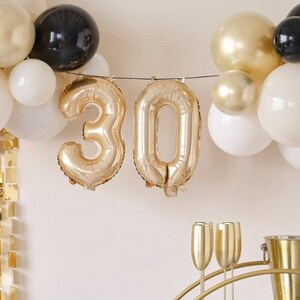 Gold Number Balloons, 20th Birthday, 2nd Birthday, Baby Shower ...