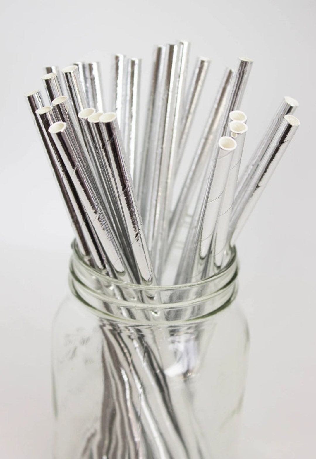 10 Silver Iridescent Metallic Paper Straws, Kids Party, 1st Birthday ...