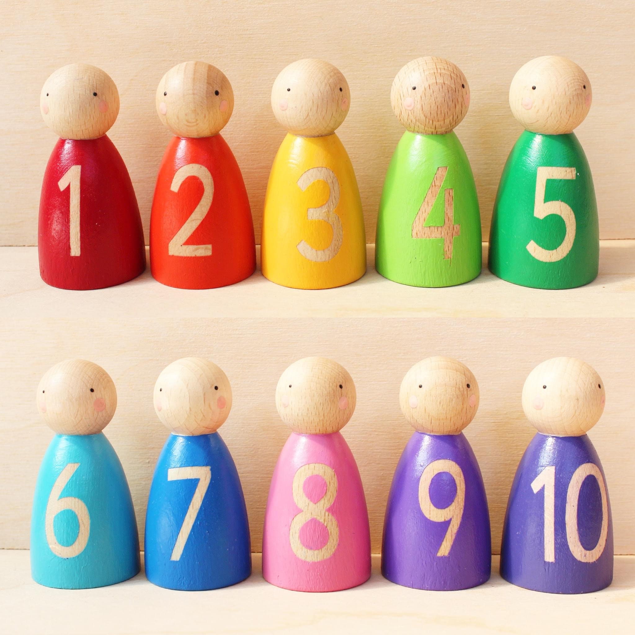 Numbers 1-10 Peg Dolls - Etsy UK