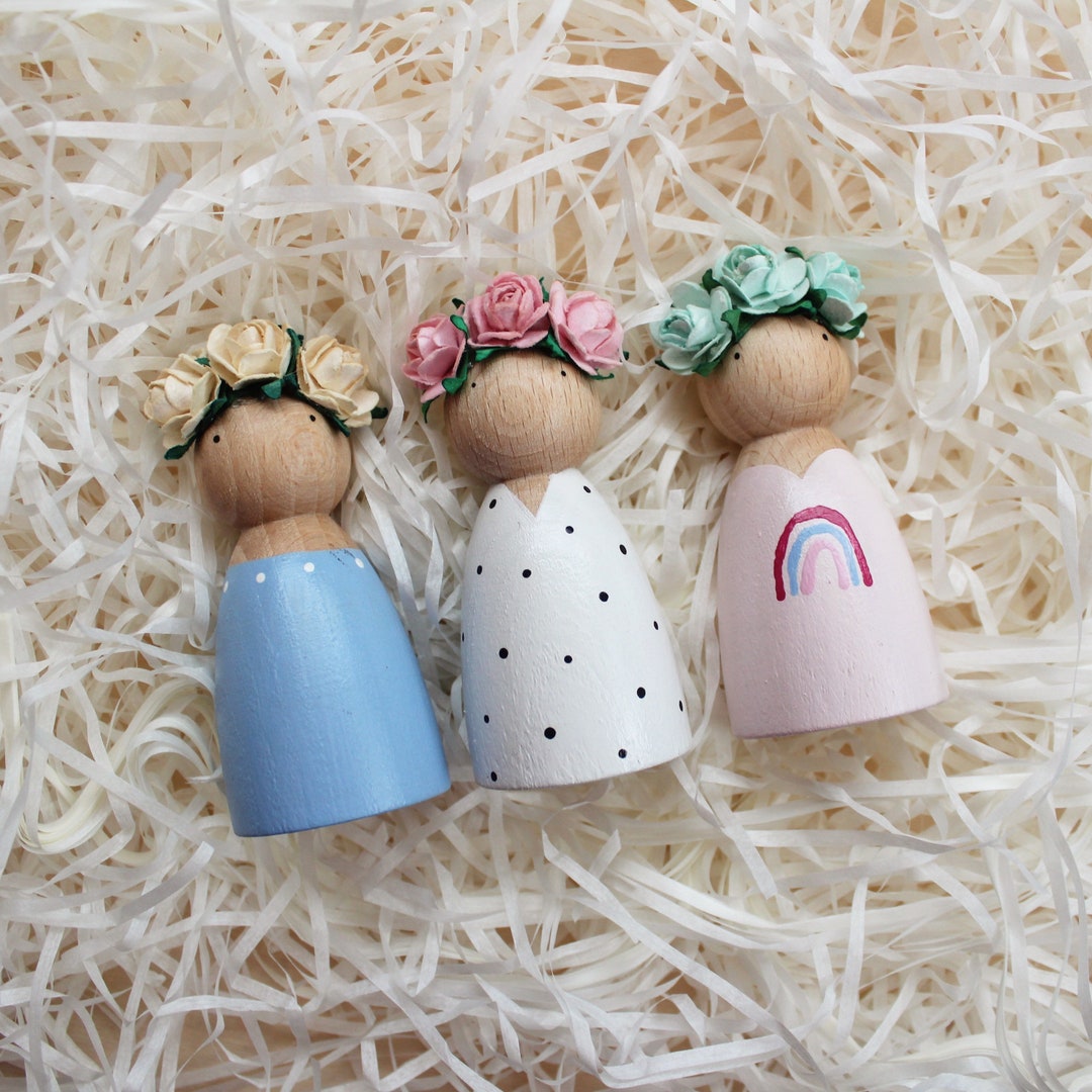 Flower Crown Peg Doll Set - Etsy