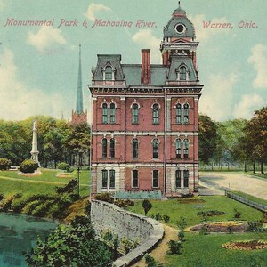 Vintage Warren Ohio Park and Mahoning River Postcard 1910s Unused Made ...