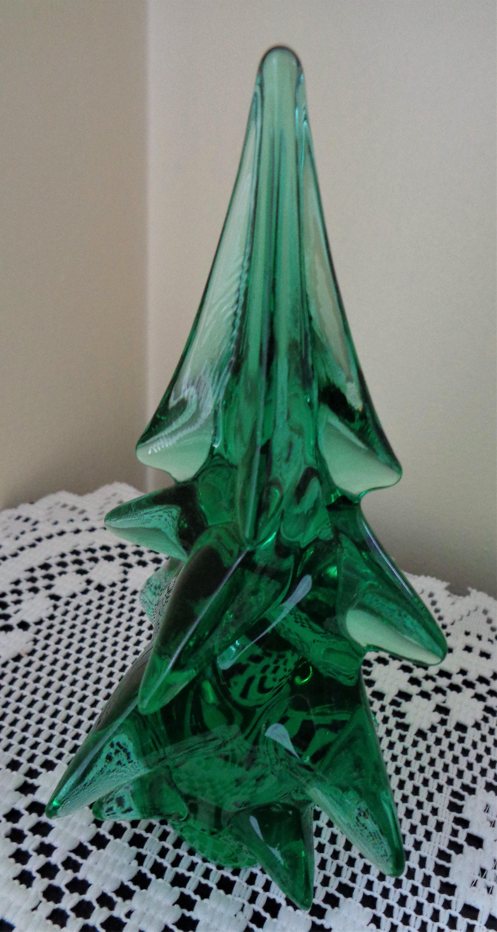 Vintage Toscany Green Art Glass Christmas Tree Handmade Taiwan - Etsy