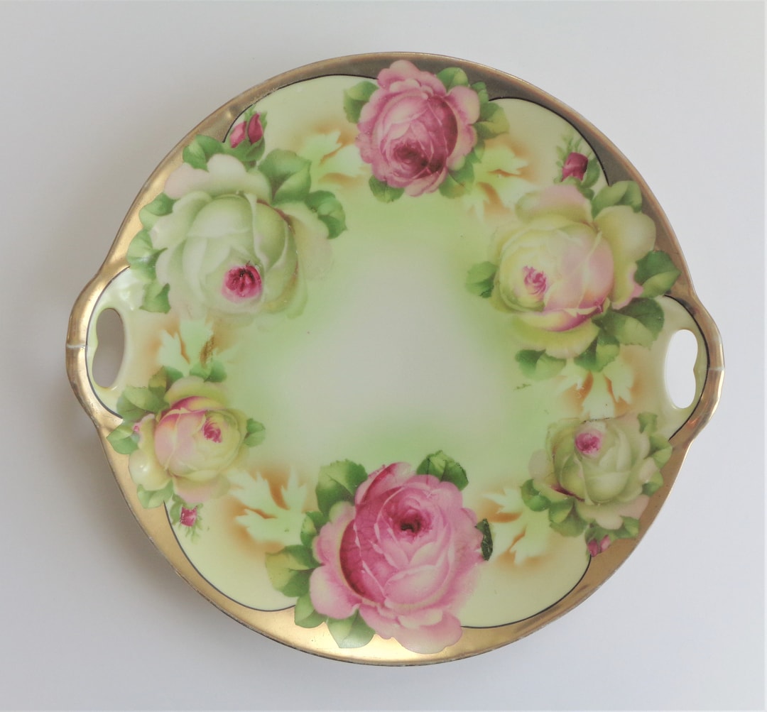 Antique Three Crown China Germany Plate Pink Green Cabbage - Etsy