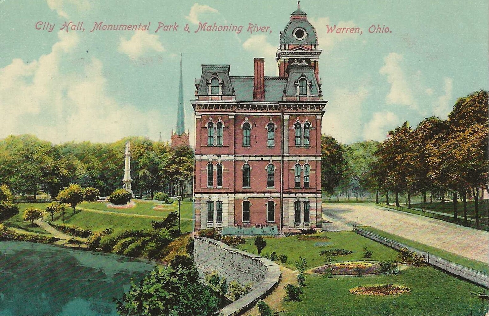 Vintage Warren Ohio Park and Mahoning River Postcard 1910s Unused Made ...