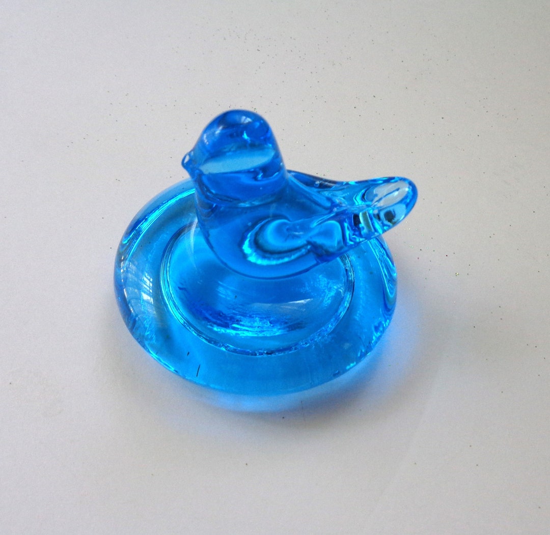Vintage Small Bluebird of Happiness Glass Figurine Artist Signed Ron ...