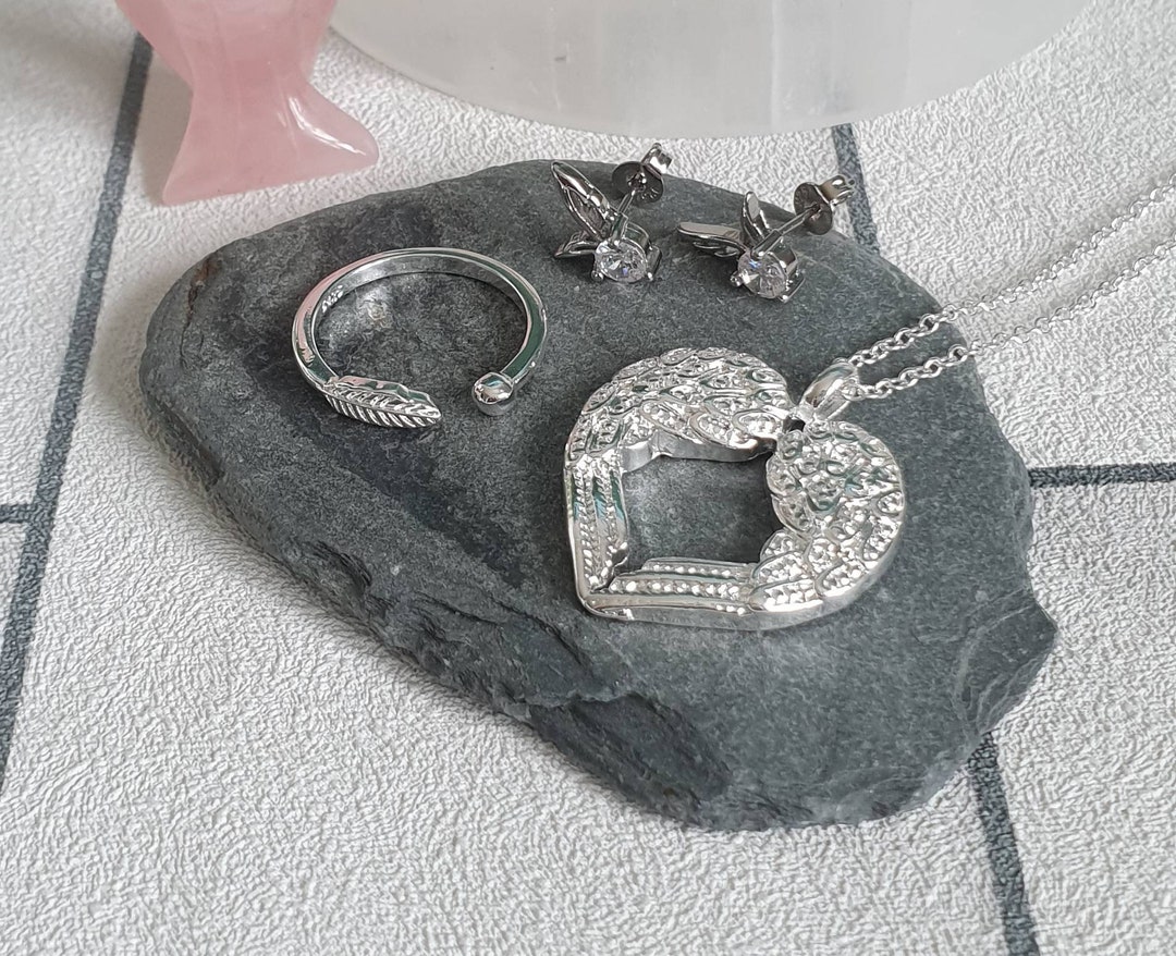 Angel Wings Gift Set. Necklace Ring and Earrings - Etsy
