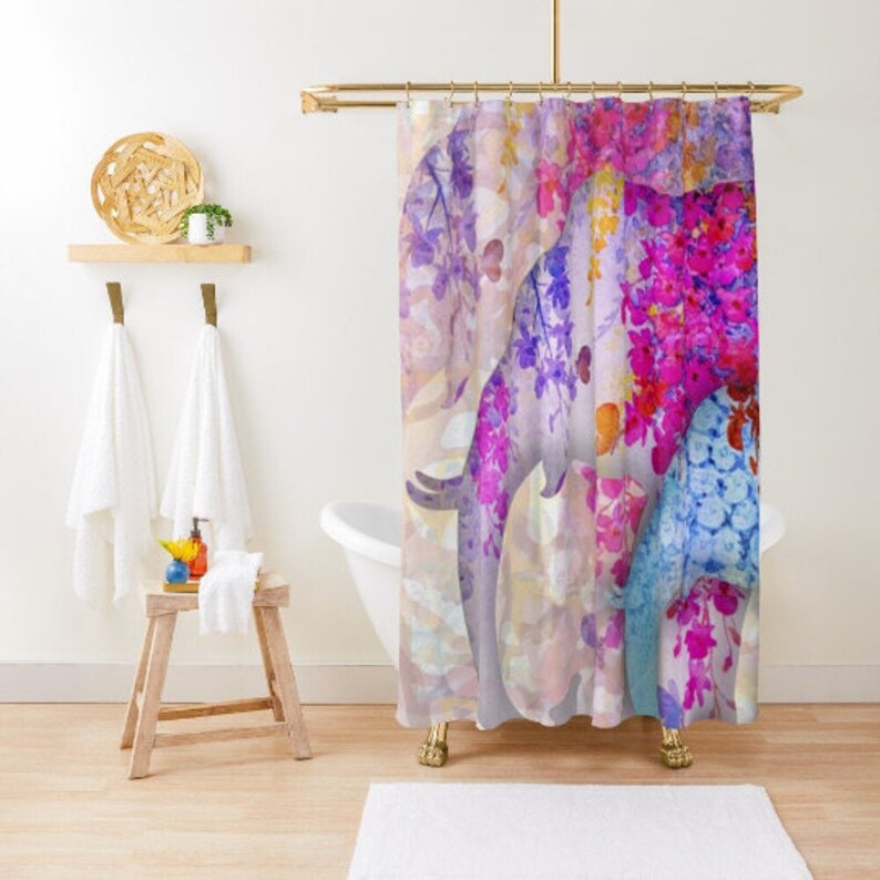 Hippie Elephant Shower Curtain Bohemian Bathroom Decor Boho Etsy