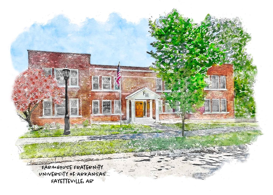 Farmhouse Fraternity House at UARK Art Print | Omicron Chapter ...