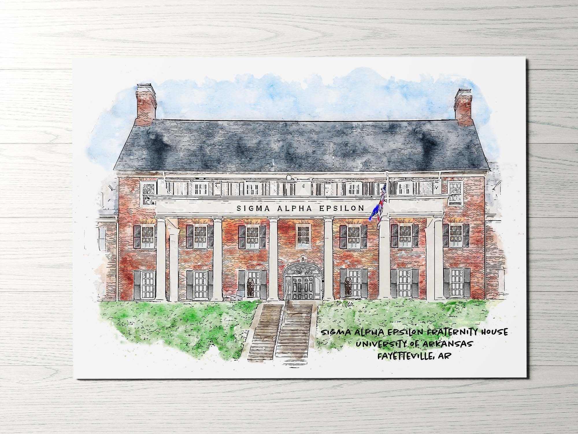 Sigma Alpha Epsilon Fraternity House at UARK Art Print | Upsilon ...