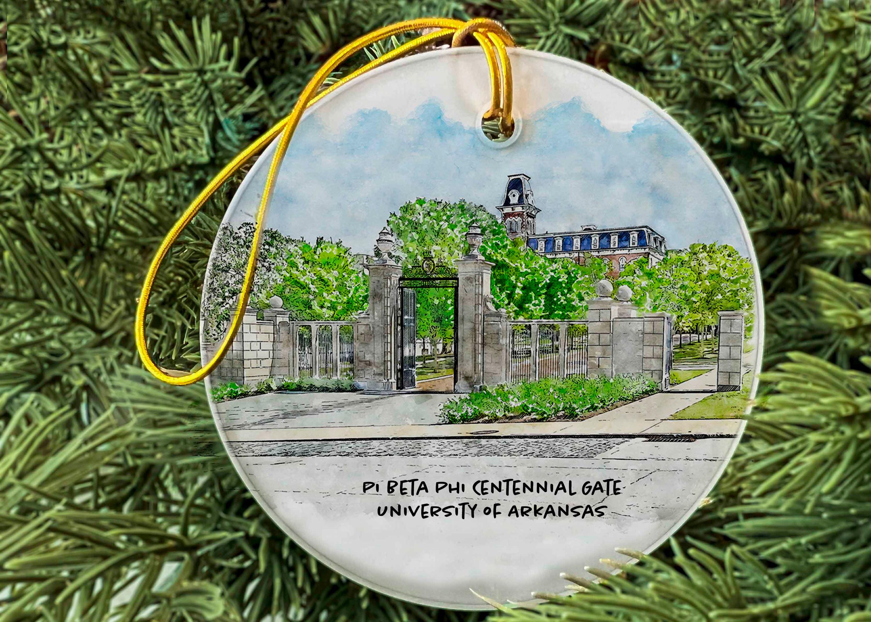 Pi Beta Phi Centennial Gate at UARK Art Print | Campus Landmark | Bid ...