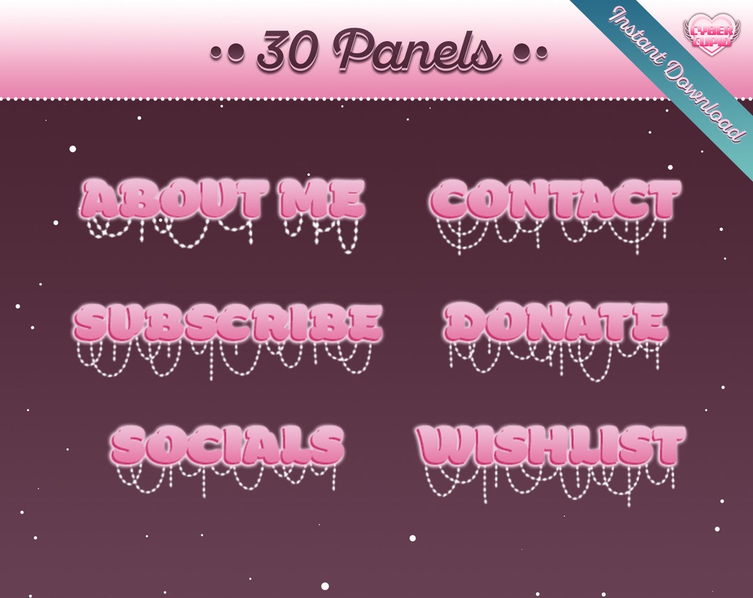 30 Pink Gyaru Inspired Jewel Twitch Panels: Kawaii Streamer Set ...
