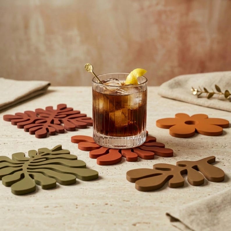 Modern 3D Printable Coaster Set STL File | Designer Coaster Bundle ...