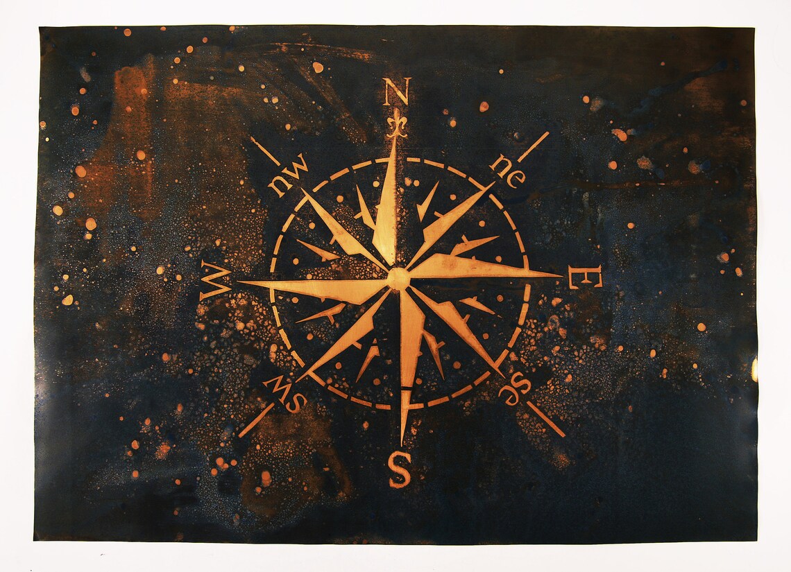 Nautical Compass Wall Art. Engineer Gift Metal Artwork. A | Etsy