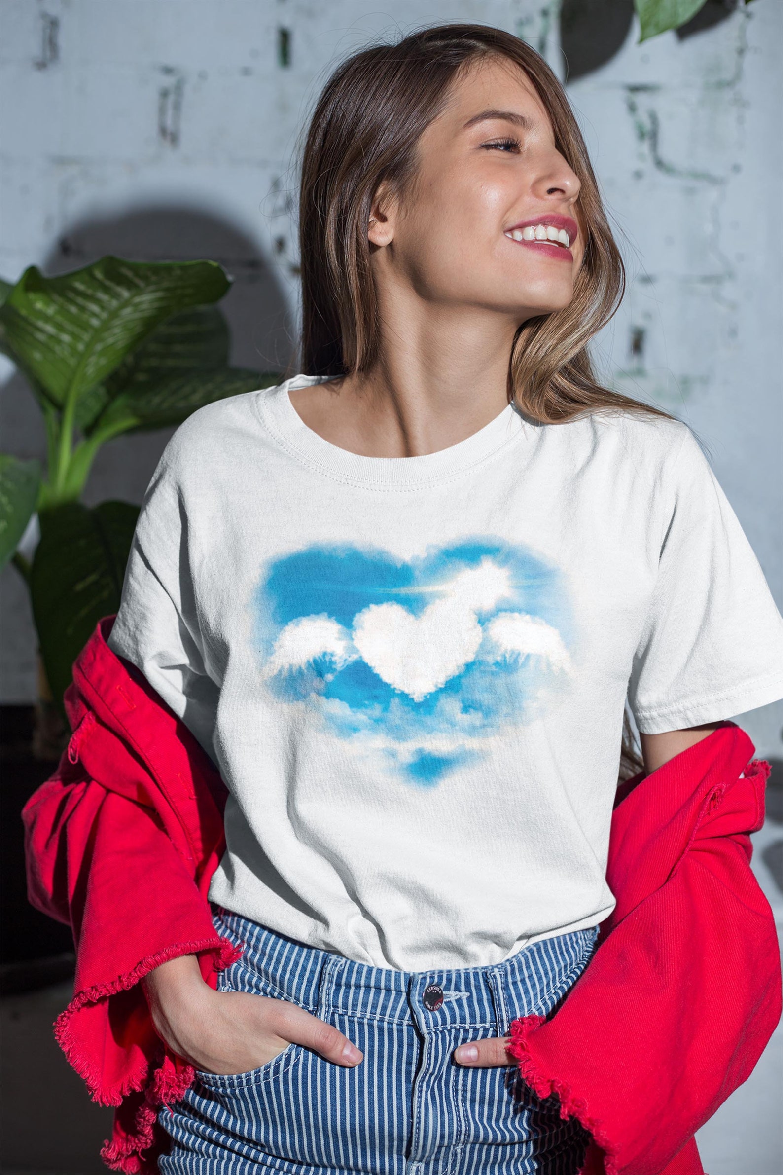 Valentines Heart Shirt Women, Blue Heart Cloud Shirt, Hearts Shirt ...