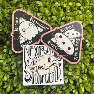 Reduce Reuse Reanimate Sticker (skull, Ghost, Creepy, Cute, Dungeons ...