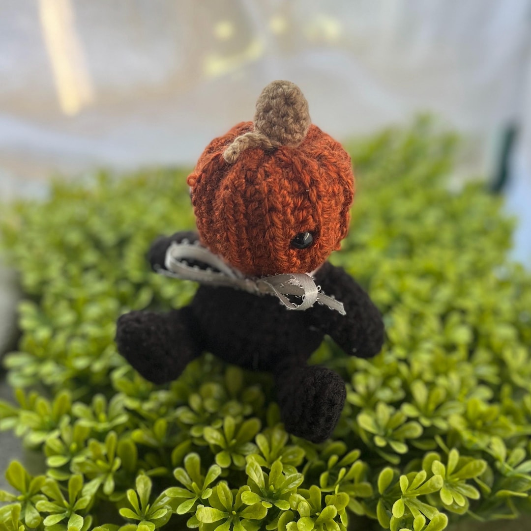 Pumpkin Head Plushie (cryptid Cute Fall Spooky Crochet Jack O Lantern ...