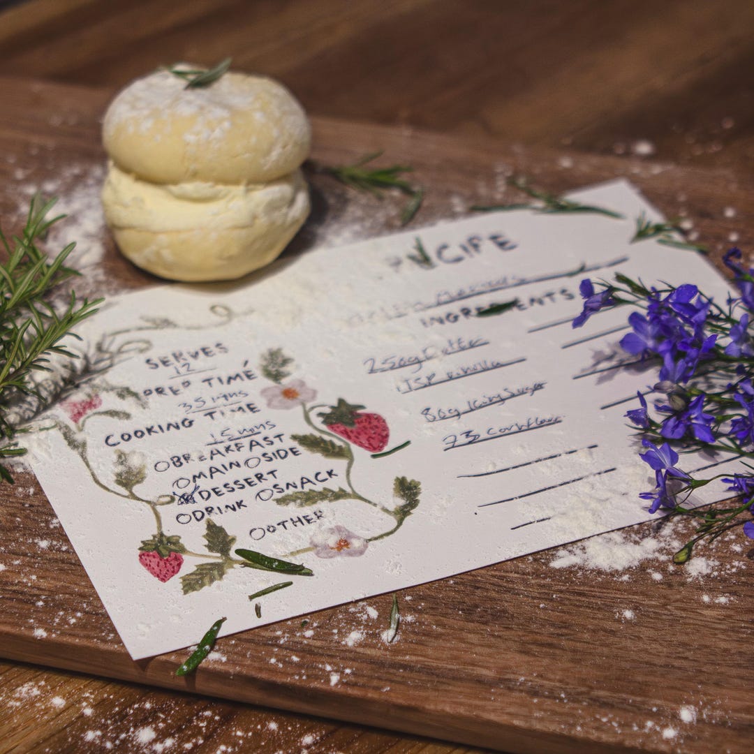 Recipe Cards | Set of 8 | Double Sided | Handmade | Strawberry ...